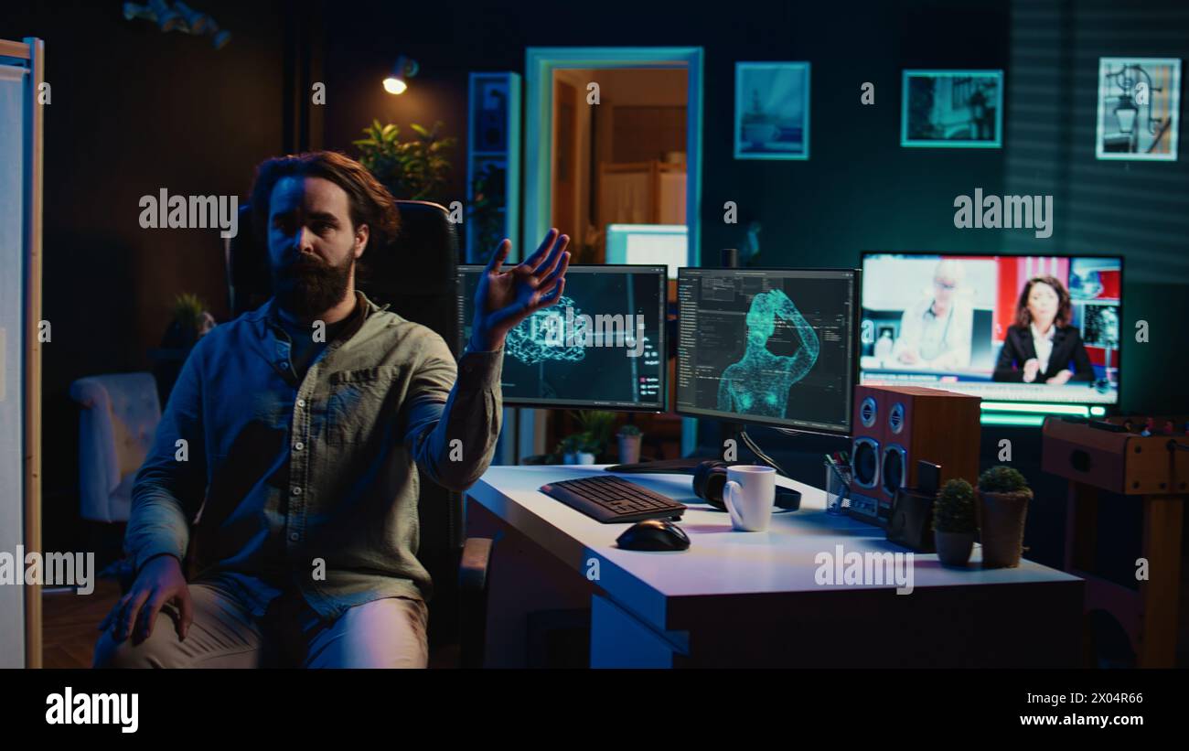 Rogue AI gaining consciousness and controlling programmer body, SF ...