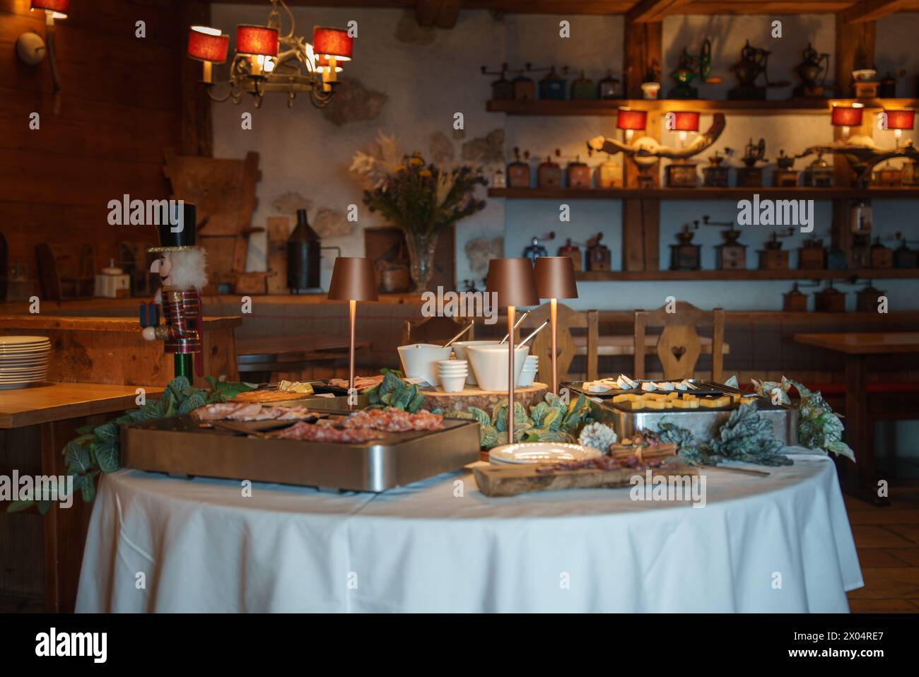Rustic Dining Area with Buffet Table, Wooden Furniture, Traditional ...