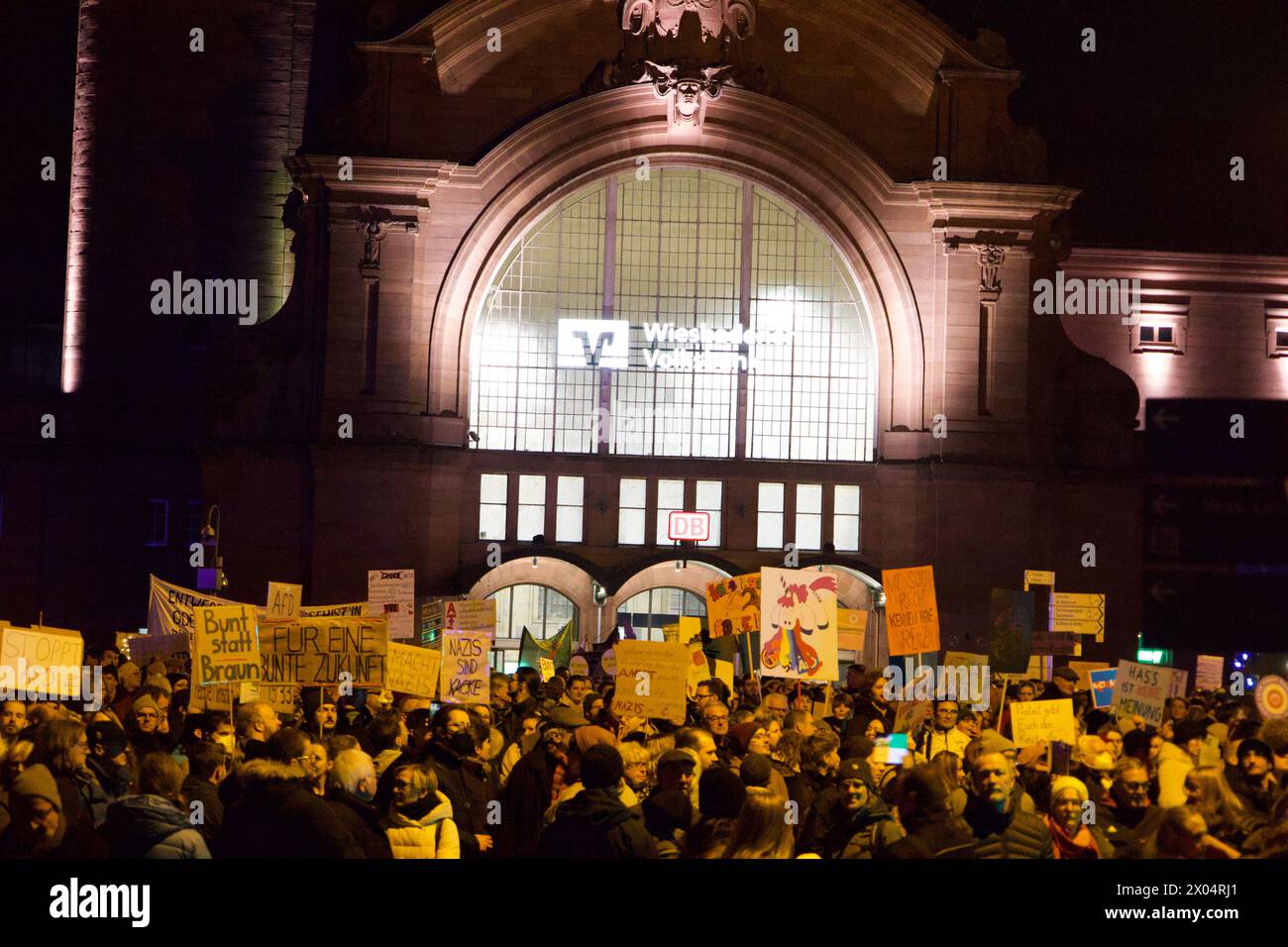 Wiesbaden, Germany, January 24, 2024. Thousands of people participate ...