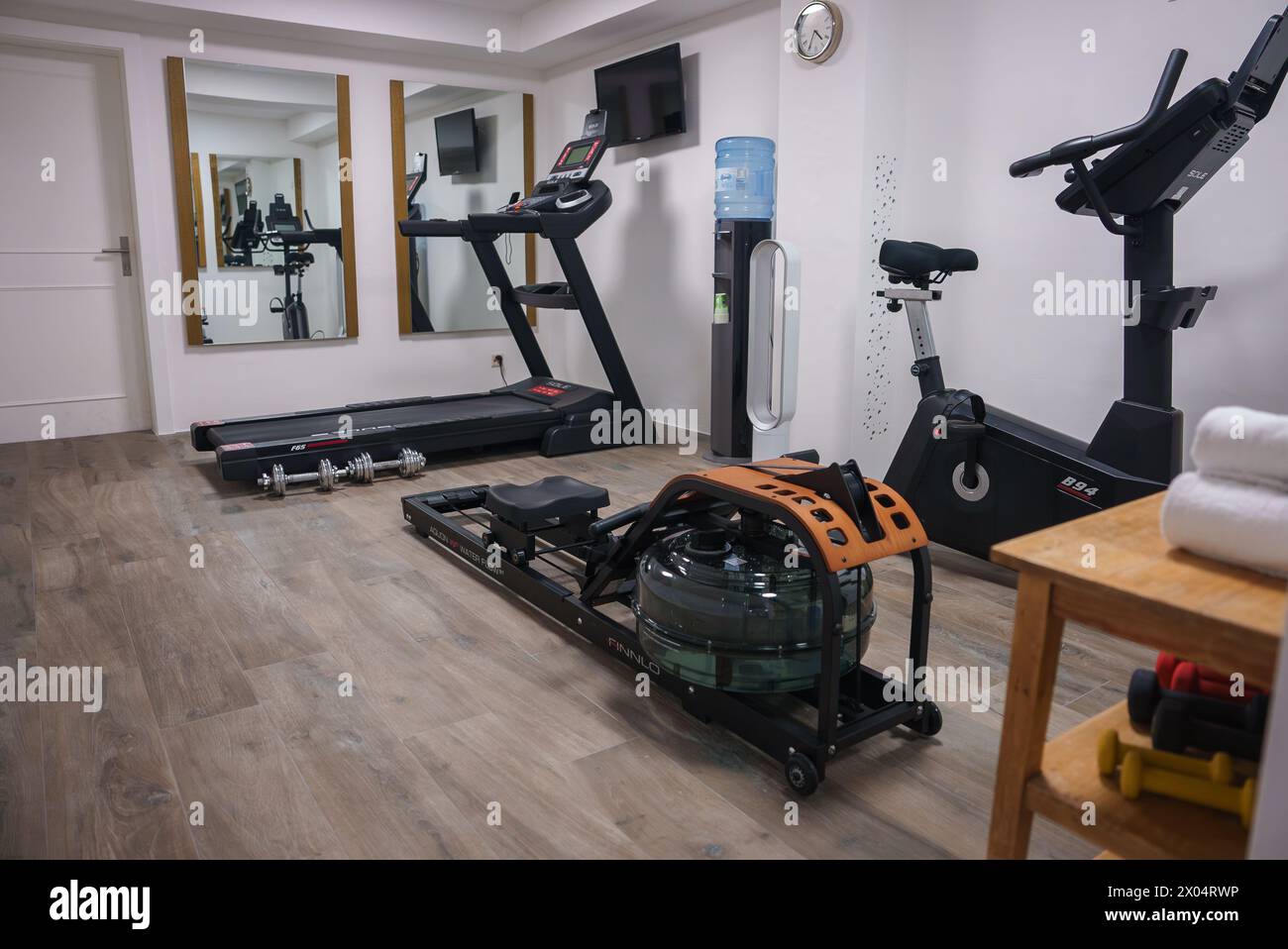 Well Equipped Home Gym with Modern Exercise Equipment, Bright Interior ...