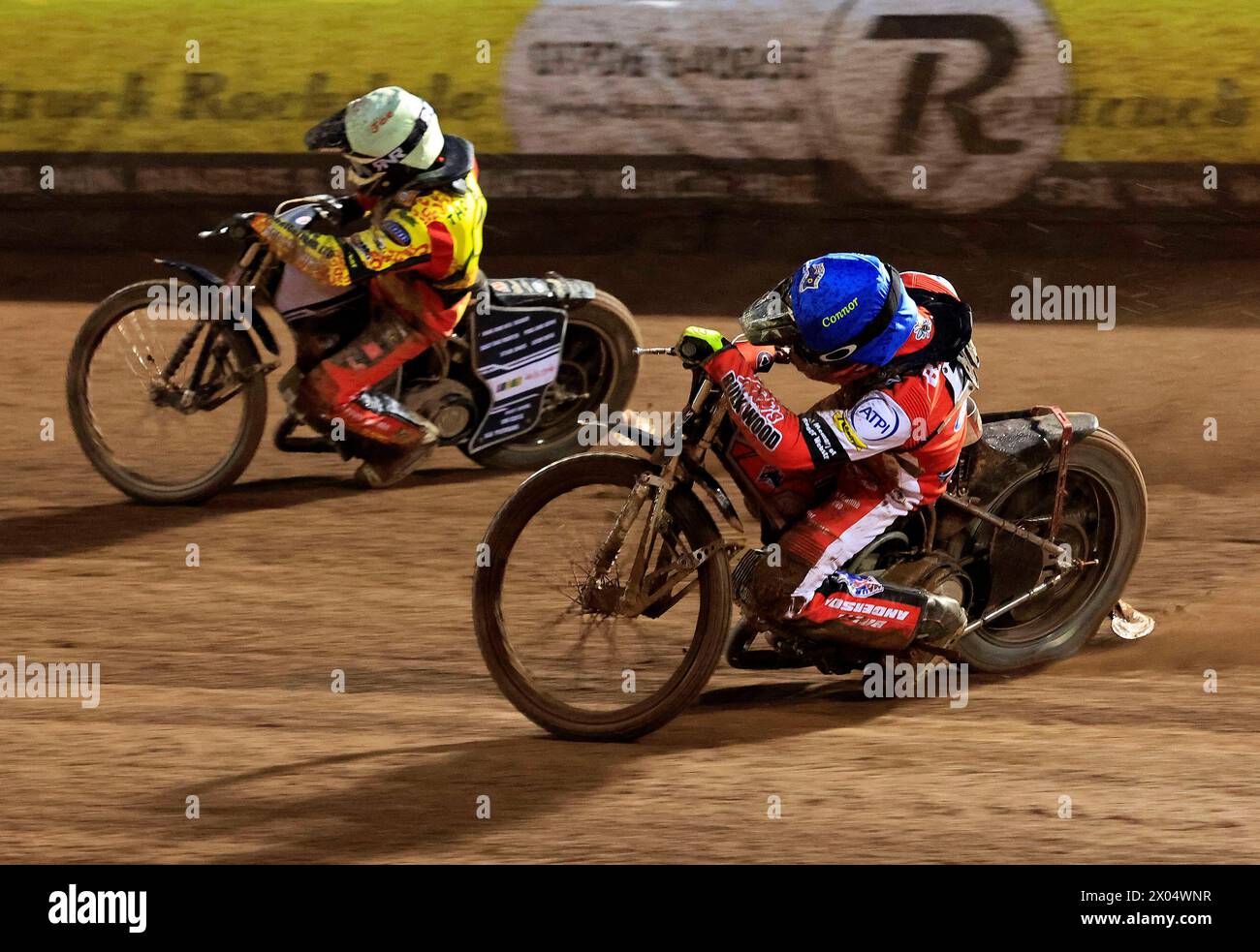 National Speedway Stadium, Manchester on Monday 8th April 2024. Connor ...