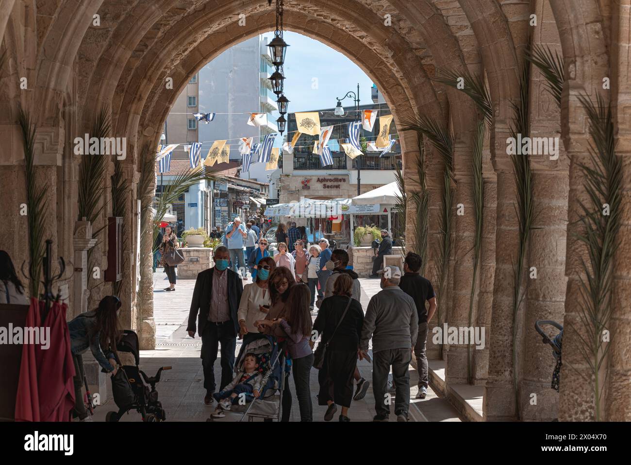 Larnaca, Cyprus - April 16, 2022: Locals and Tourists visit the Church ...