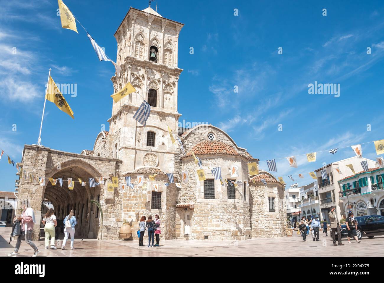 Larnaca, Cyprus - April 16, 2022: Locals and Tourists visit the Church ...