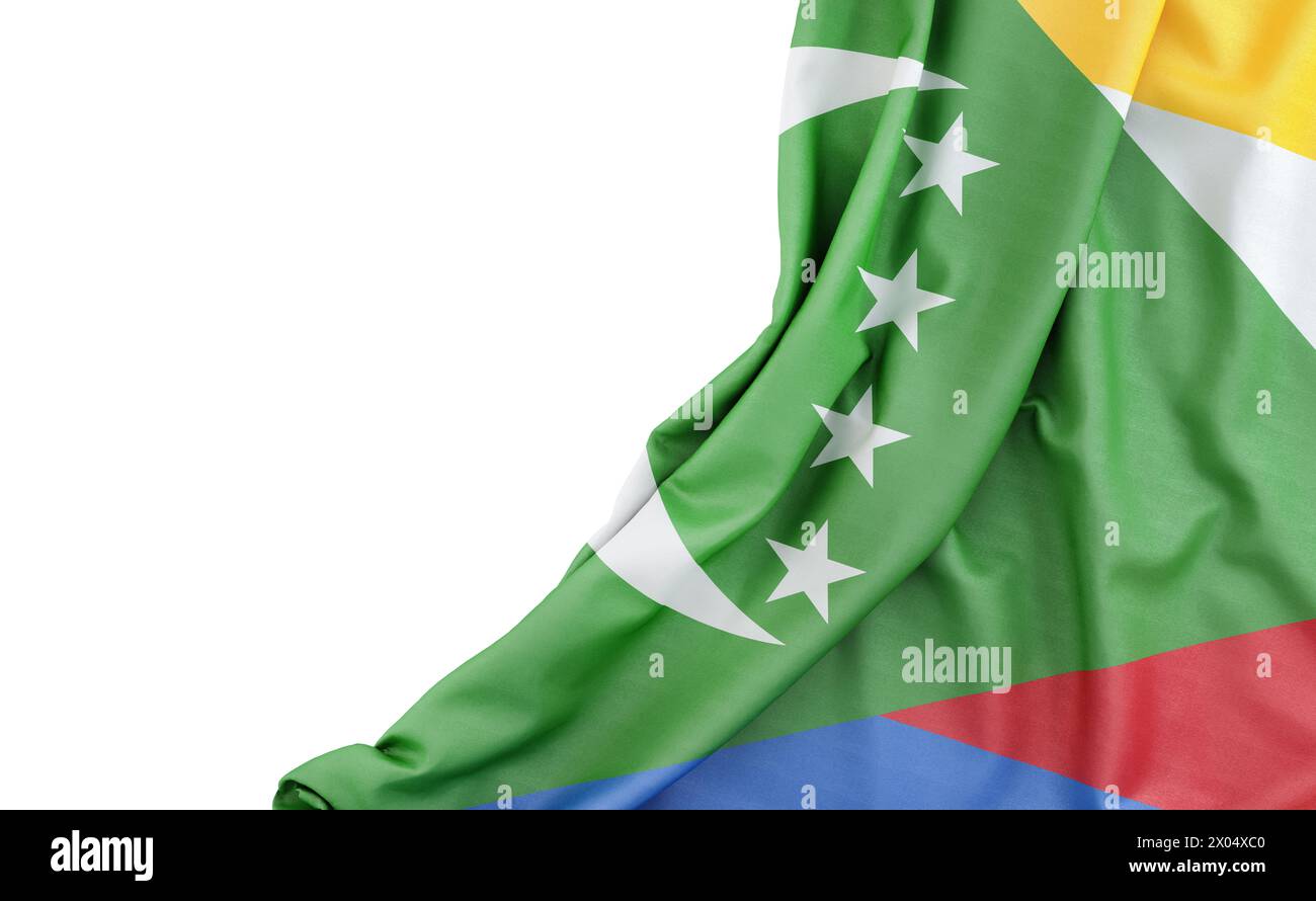 Flag of Comoros with empty space on the left. Isolated. 3D Rendering ...