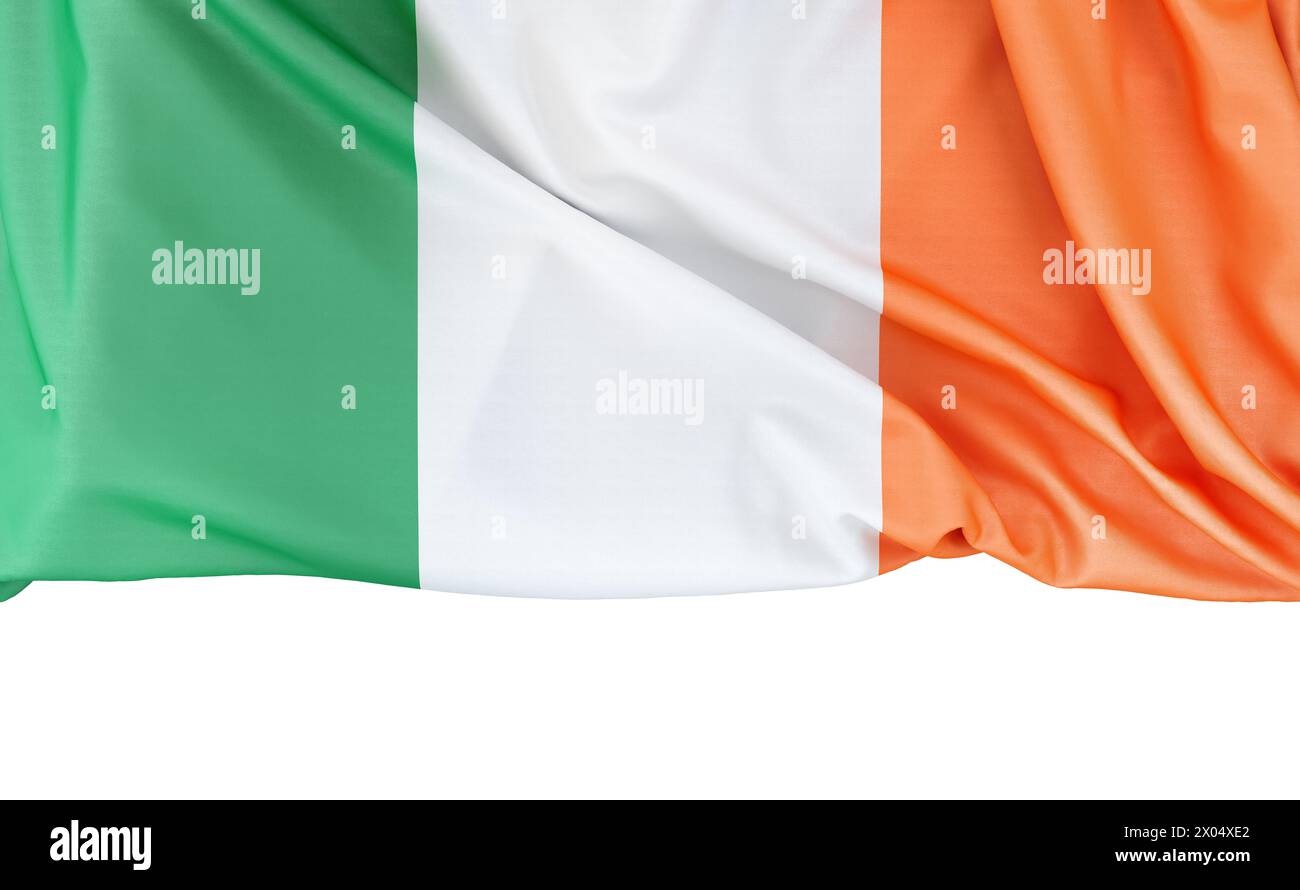 Flag of Republic of Ireland isolated on white background with copy ...