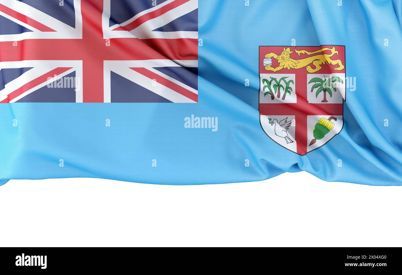 Flag of Fiji isolated on white background with copy space below. 3D rendering Stock Photo - Alamy