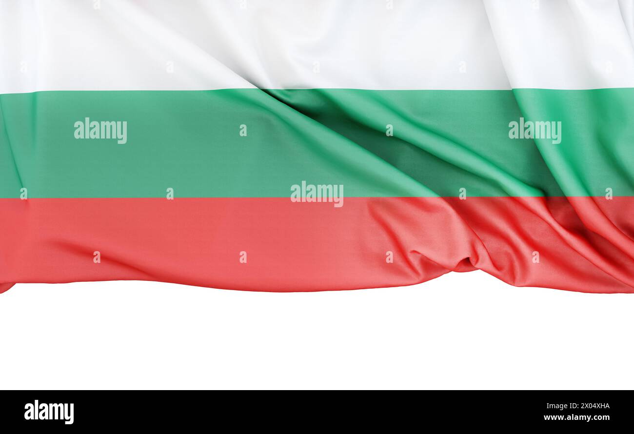 Flag of Bulgaria isolated on white background with copy space below. 3D rendering Stock Photo ...