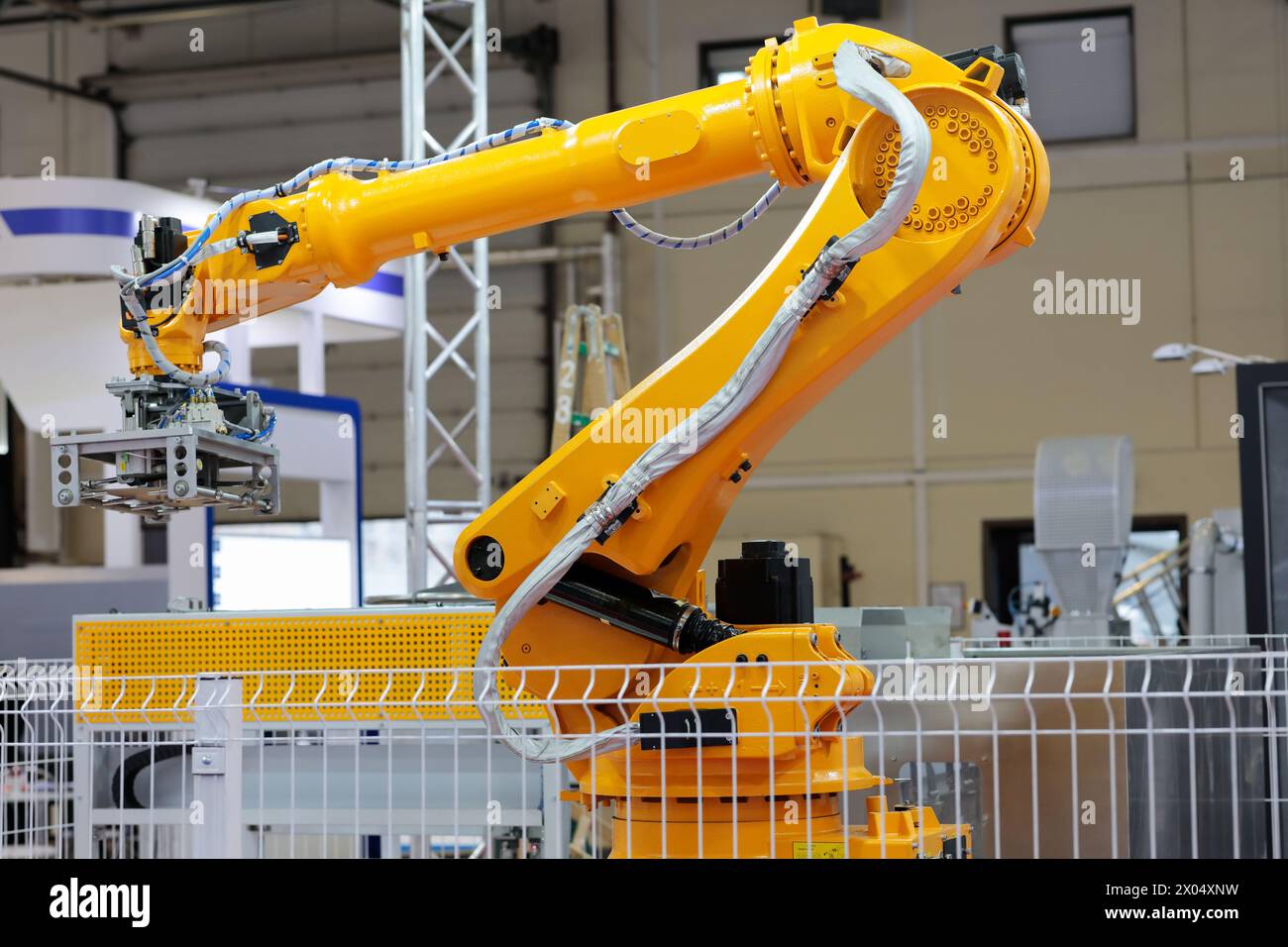 Work cell with robotic palletizer system. Palletizing collaborative ...