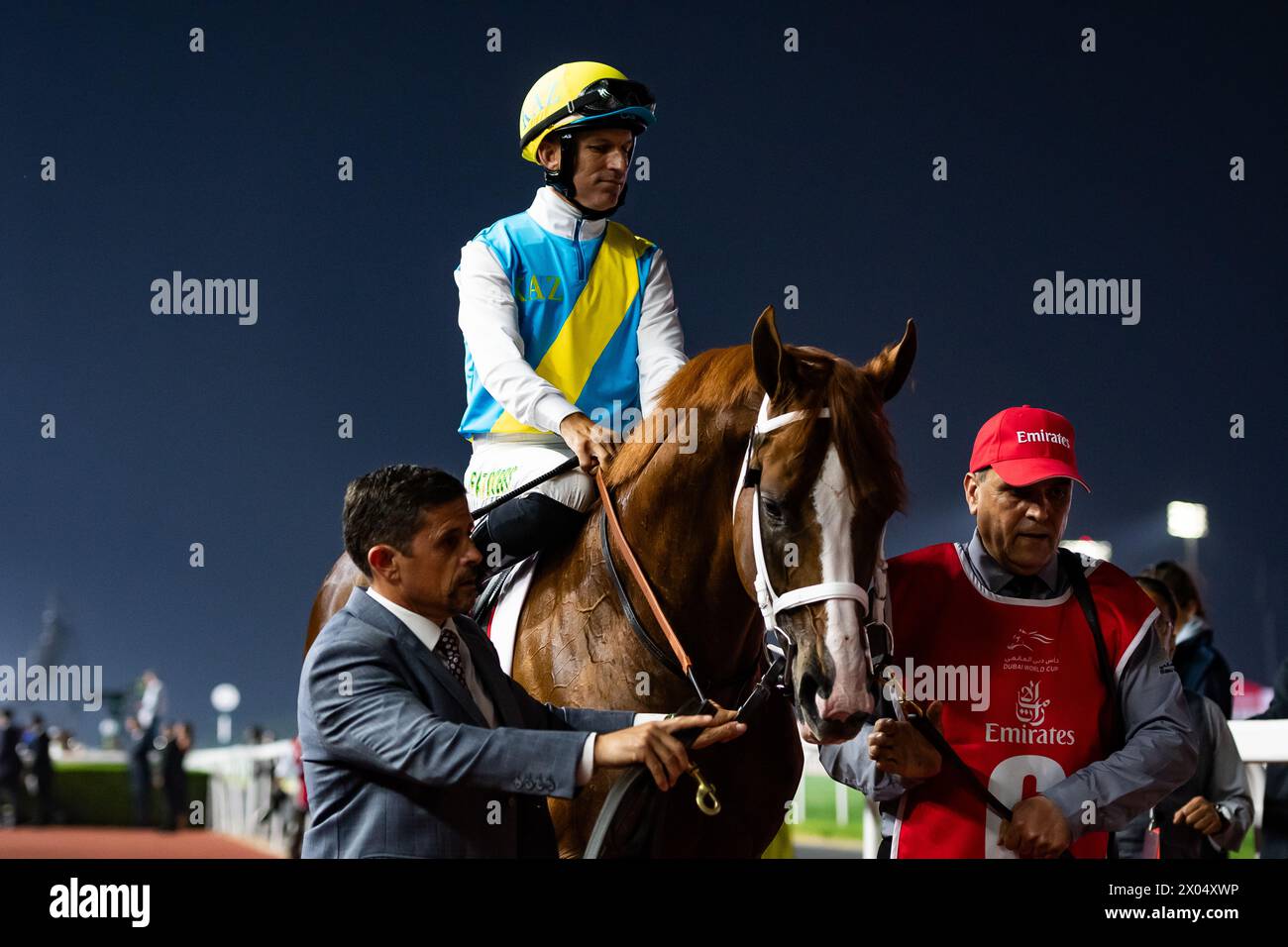 Kabirkhan and Pat Dobbs head to the start for the 2024 Group 1 Emirates ...