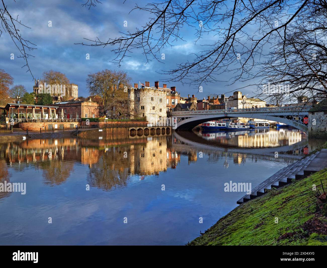 UK, North Yorkshire, York, Lendal Tower & Lendal Bridge next to the ...