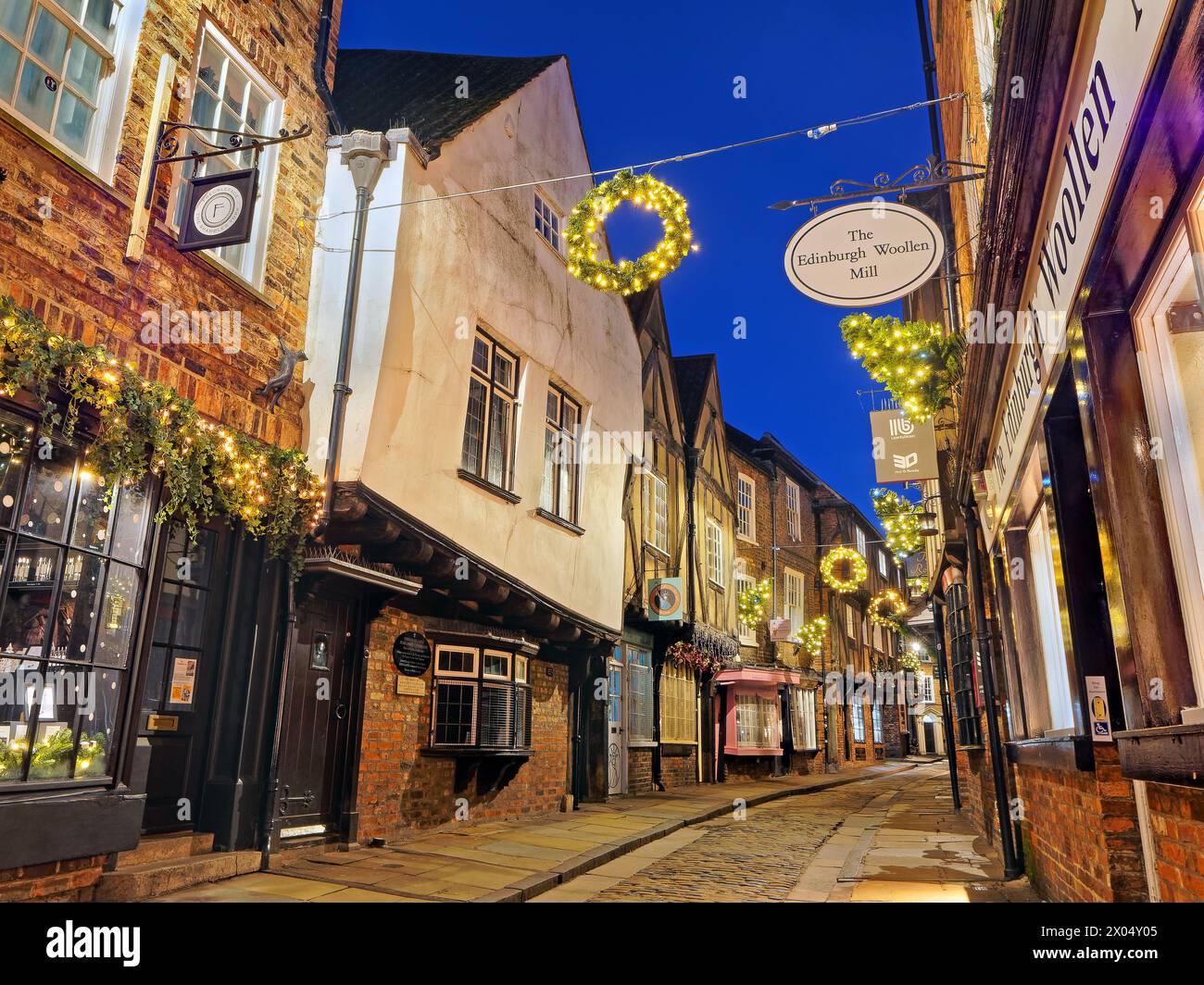 UK, North Yorkshire, York, The Shambles at night Stock Photo - Alamy