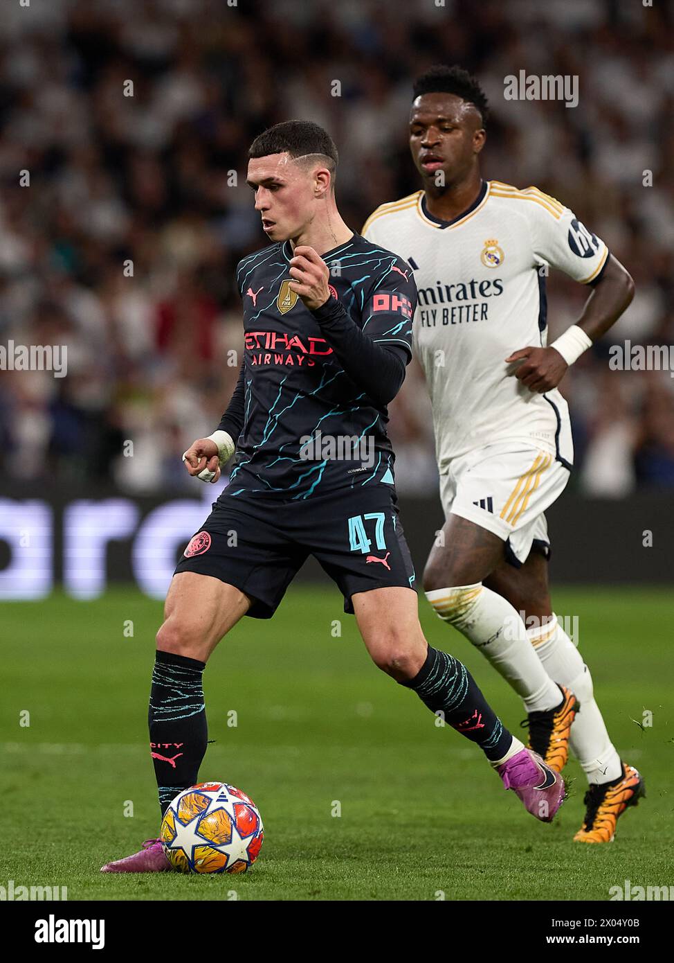 Madrid, Spain. 09th Apr, 2024. Phil Foden of Manchester City in action ...