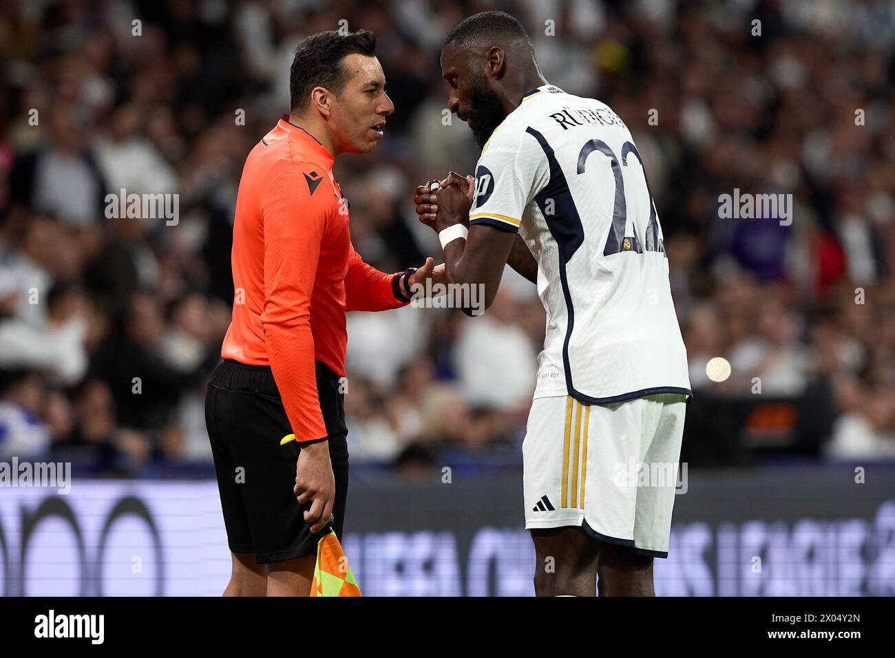Madrid, Spain. 09th Apr, 2024. Antonio Rudiger of Real Madrid with a ...
