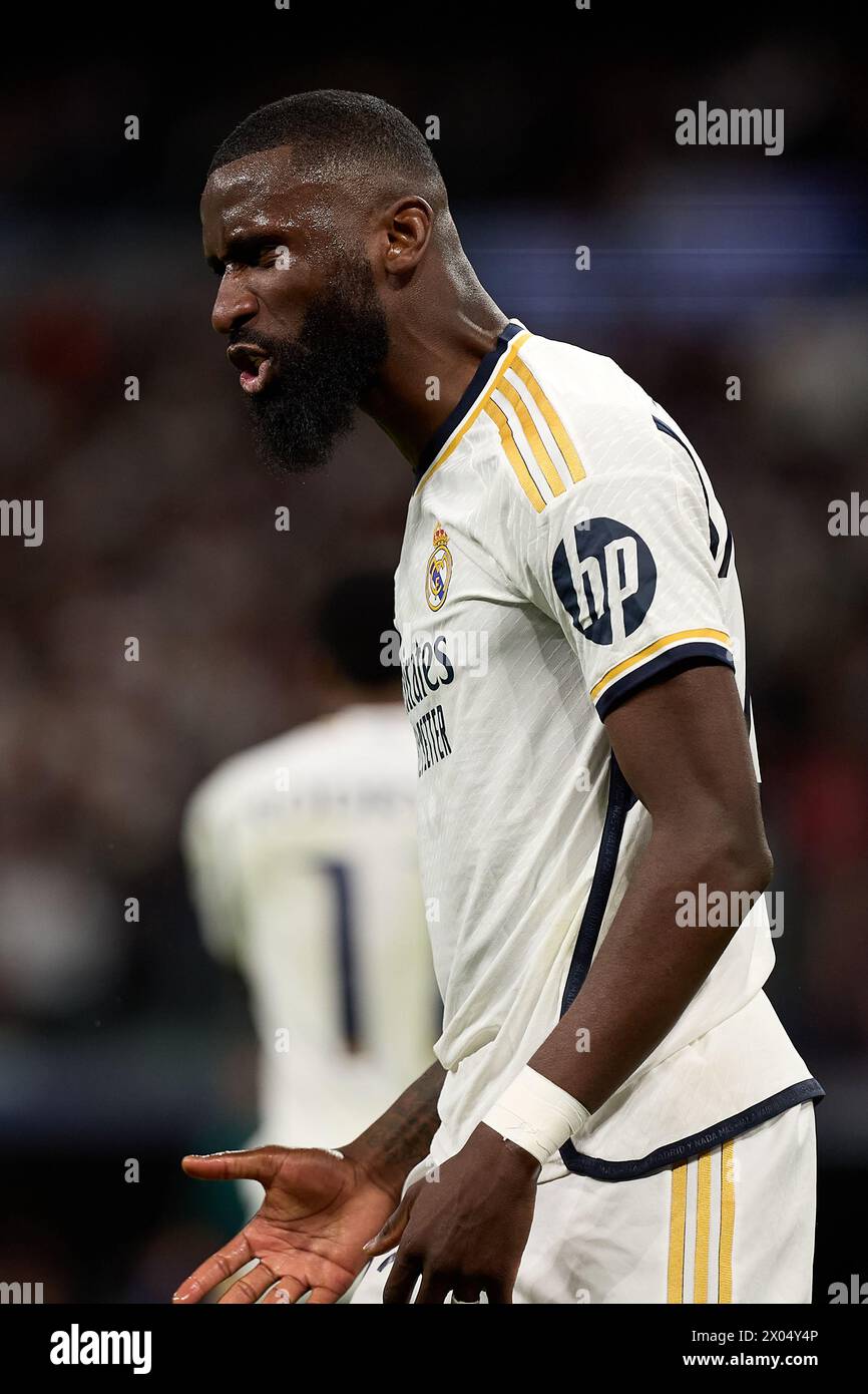 Madrid, Spain. 09th Apr, 2024. Antonio Rudiger of Real Madrid during ...