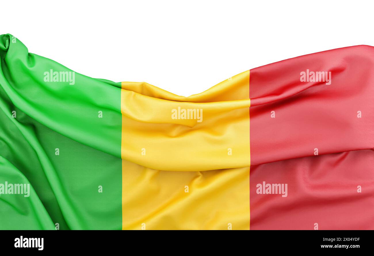 Flag of Mali isolated on white background with copy space above. 3D ...