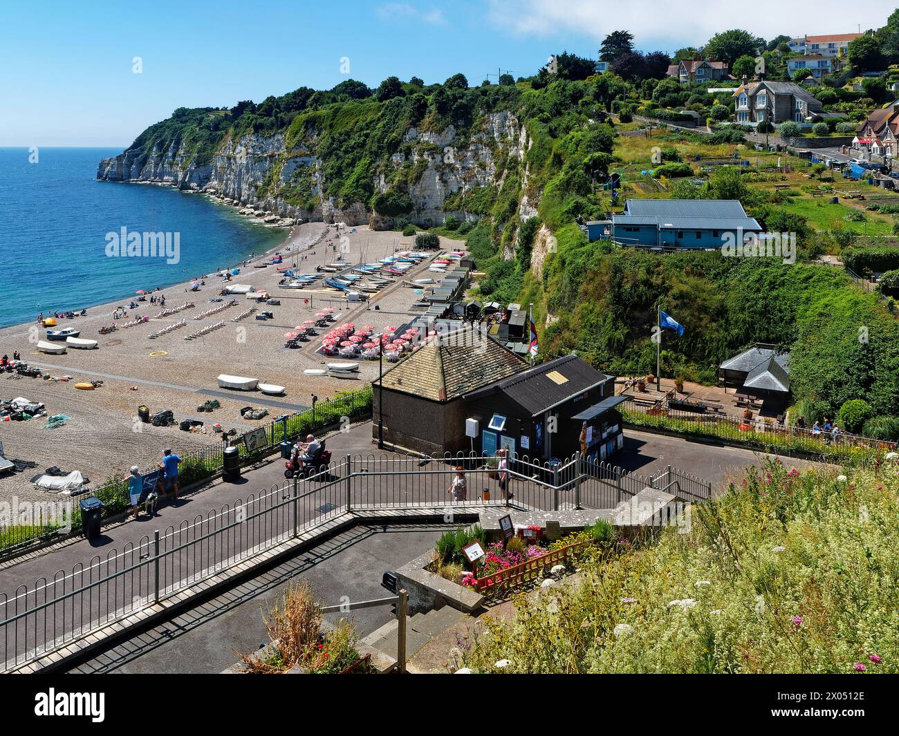 UK, Devon, View overlooking Beer Beach towards Beer Head Stock Photo ...