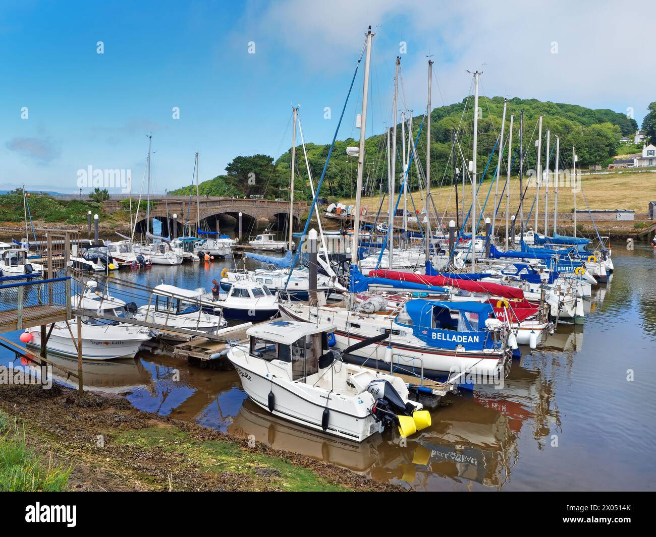 UK, Devon, Axmouth Harbour, Marina and Bridge Stock Photo - Alamy