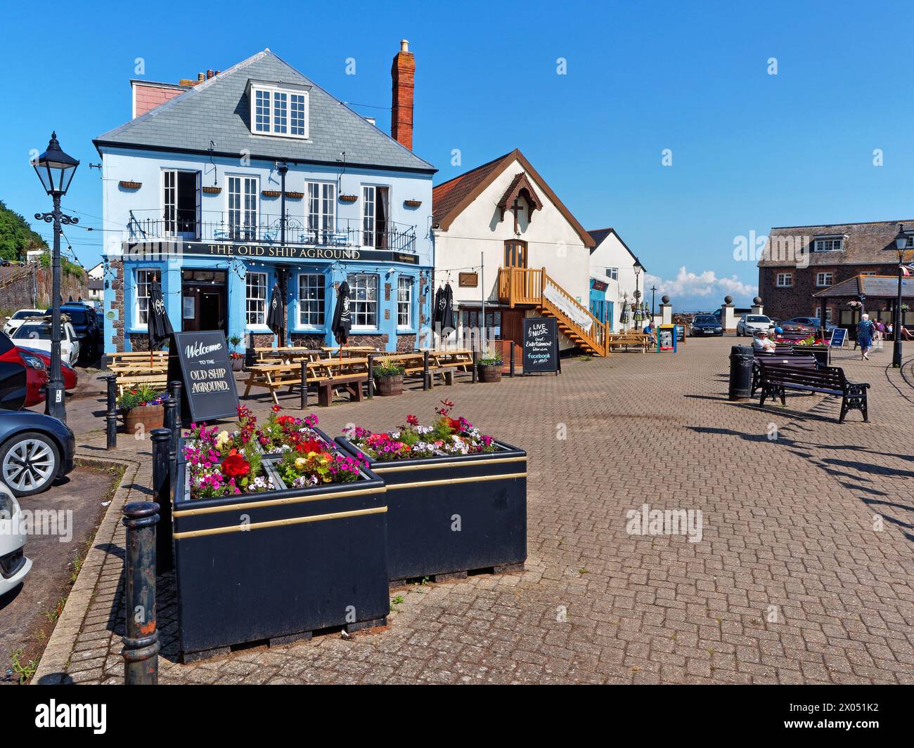 UK, Somerset, Minehead Harbour, The Old Ship Aground and St Peter on ...