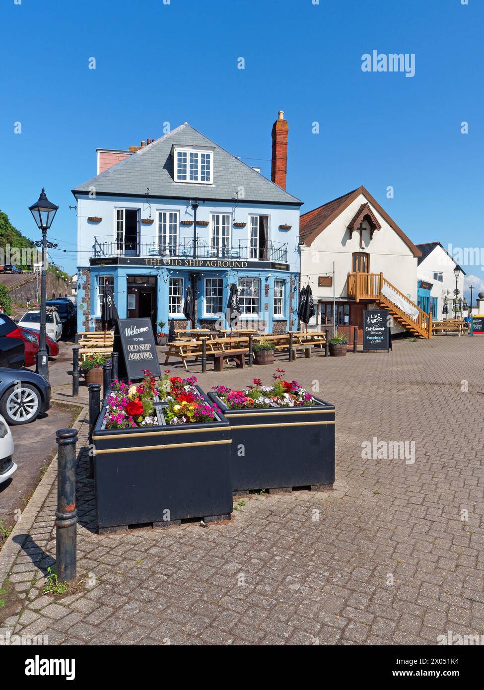 UK, Somerset, Minehead Harbour, The Old Ship Aground and St Peter on ...