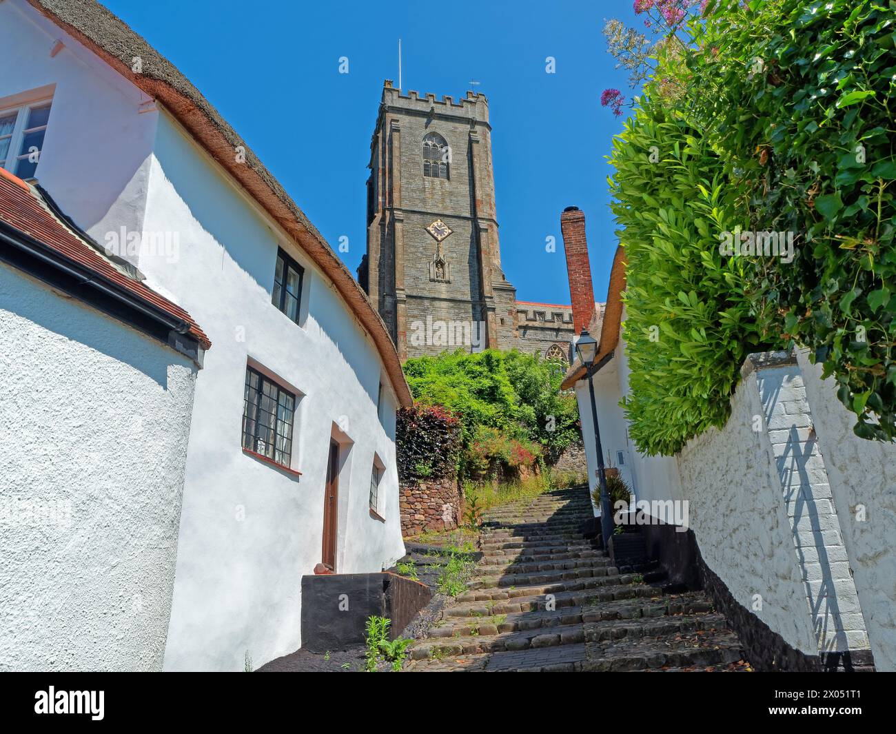 UK, Somerset, Minehead, Church Steps leading to Church of St Michael ...