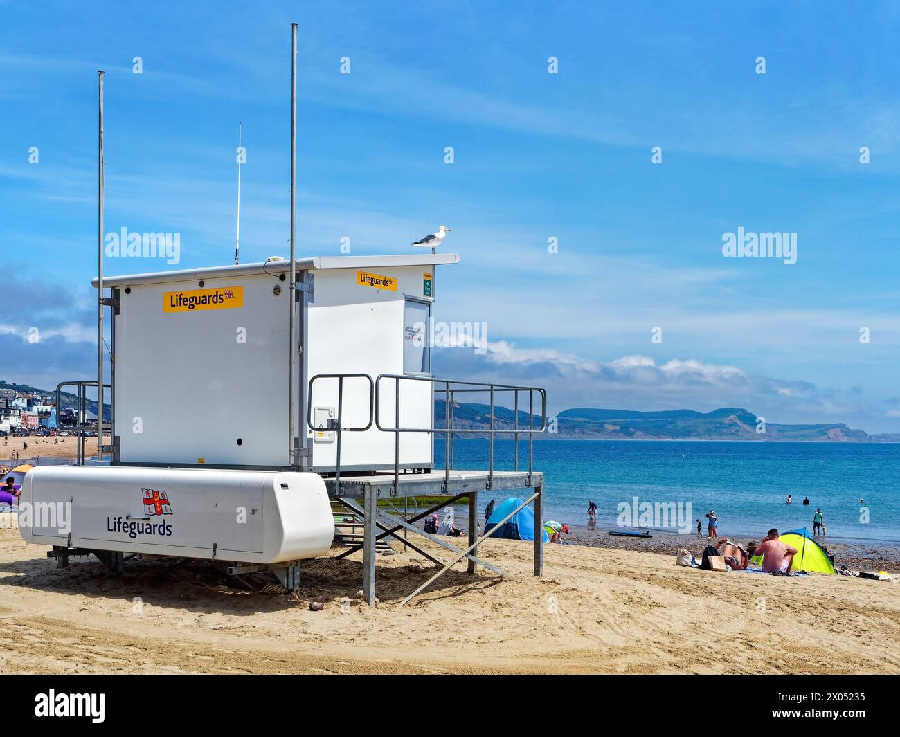 UK, Dorset, Lyme Regis, Town Beach, Lifeguard Station Stock Photo - Alamy