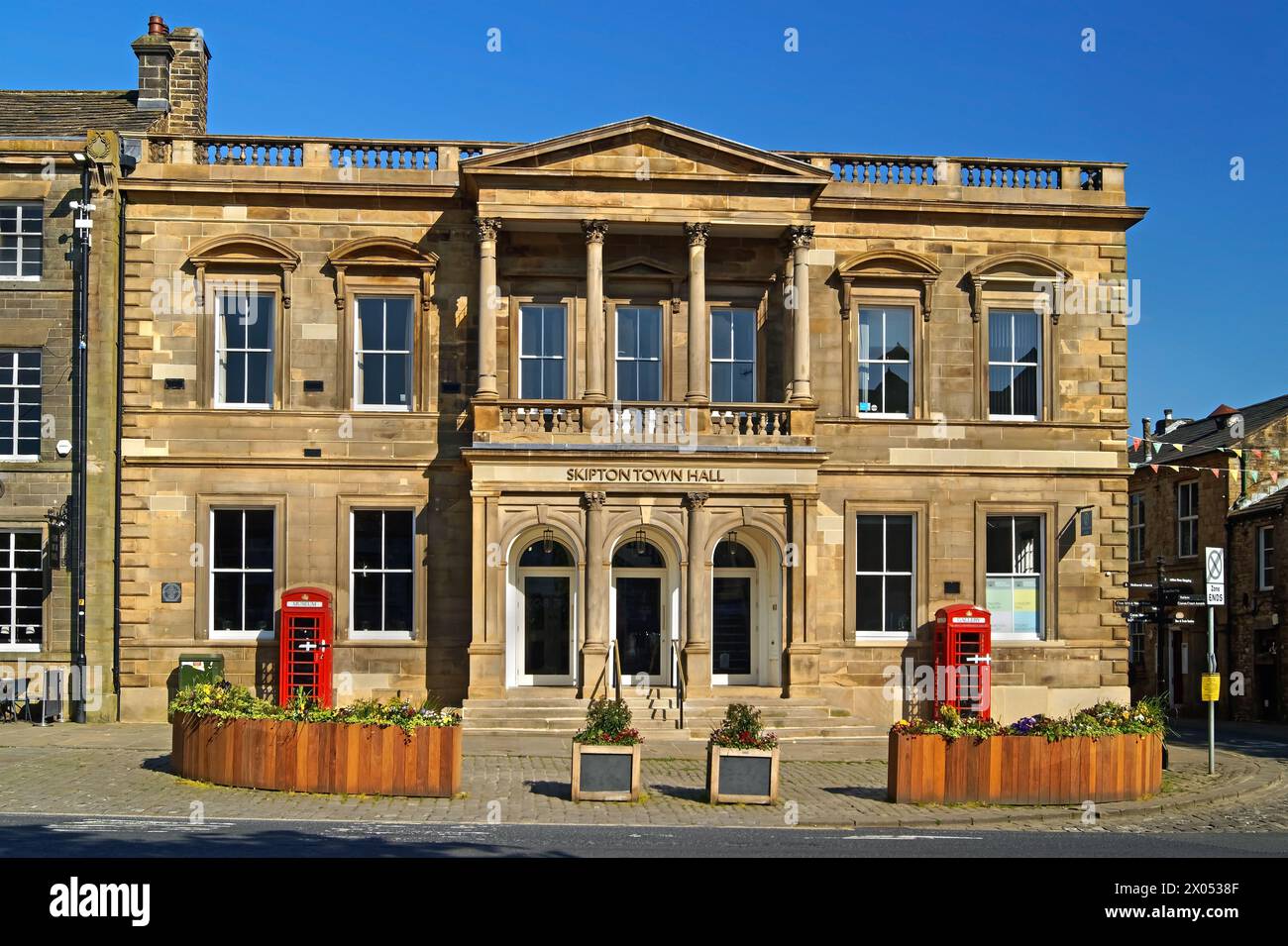 UK, North Yorkshire, Skipton Town Hall Stock Photo - Alamy