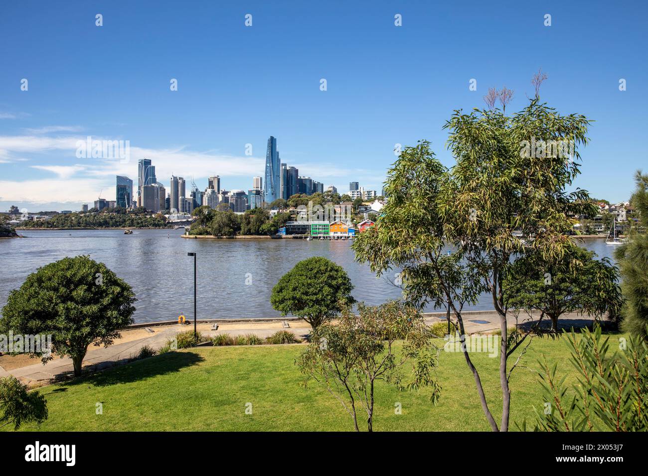 Ballast Point park with views to Waterview wharfs in Balmain and Sydney ...
