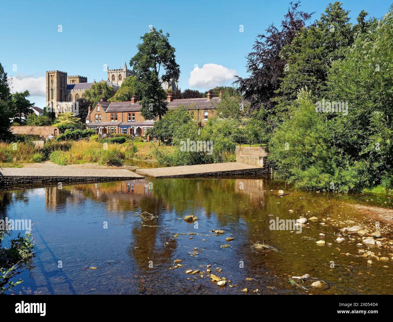 UK, North Yorkshire, Ripon Cathedral and River Skell Stock Photo - Alamy