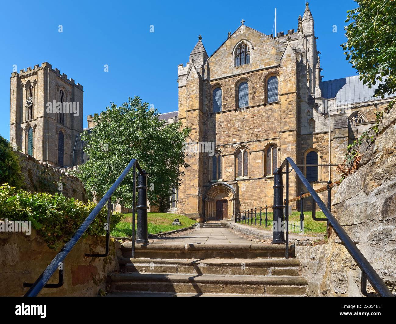 UK, North Yorkshire, Ripon Cathedral, Steps leading to South Transept ...