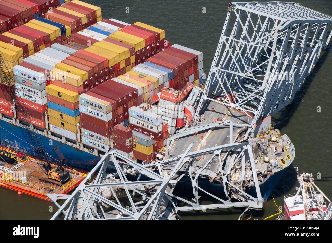 An aerial image of the Unified Command response operations in Baltimore ...
