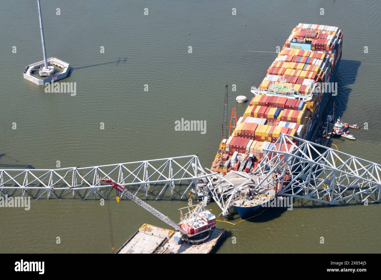 An aerial image of the Unified Command response operations in Baltimore ...