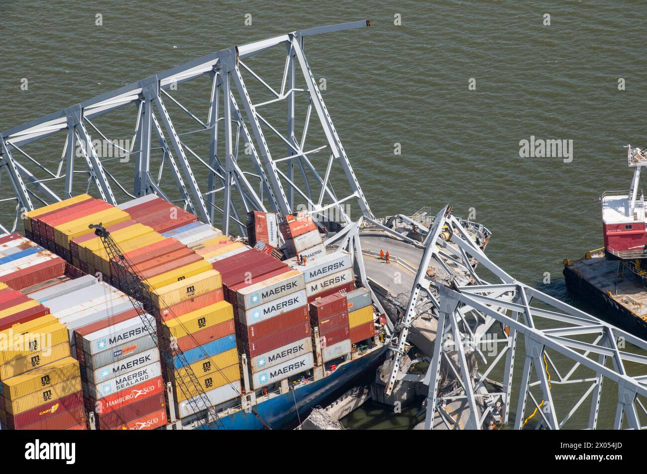 An aerial image of the Unified Command response operations in Baltimore ...