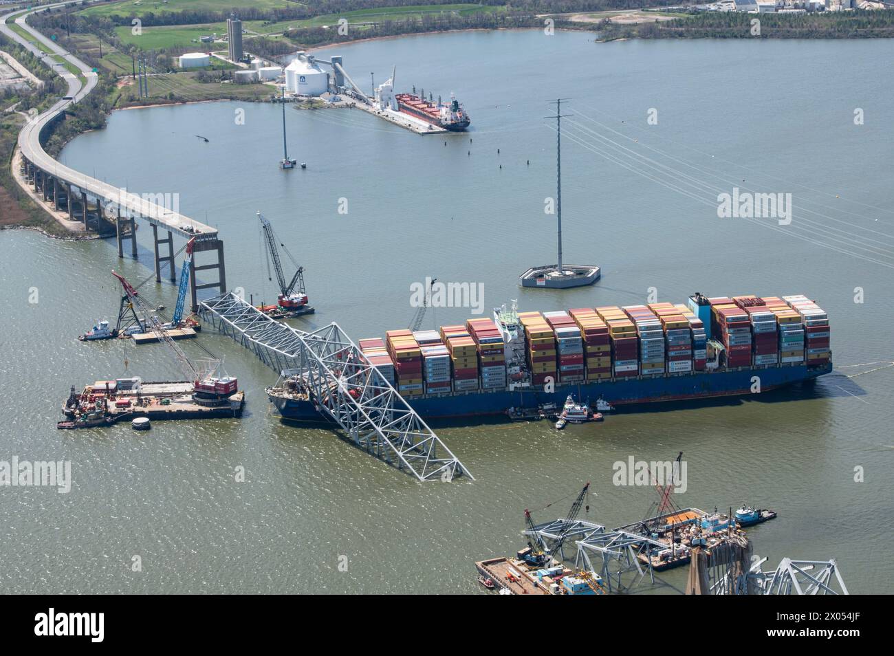 An aerial image of the Unified Command response operations in Baltimore ...