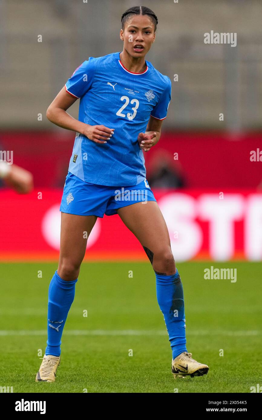 AACHEN, GERMANY - APRIL 9: Sveindis Jane Jonsdottir of Iceland during ...