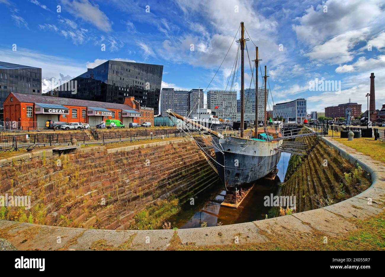 UK, Liverpool, Canning Graving Docks, De Wadden Schooner Stock Photo ...