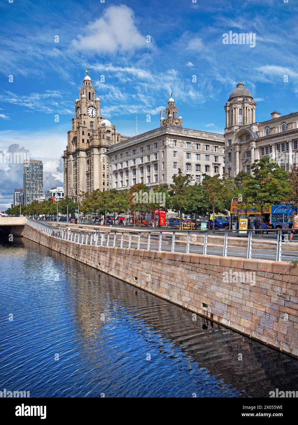 UK, Liverpool, Liverpool Canal Link and The Three Graces Stock Photo ...