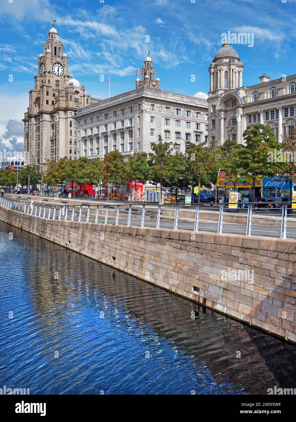 UK, Liverpool, Liverpool Canal Link and The Three Graces Stock Photo ...