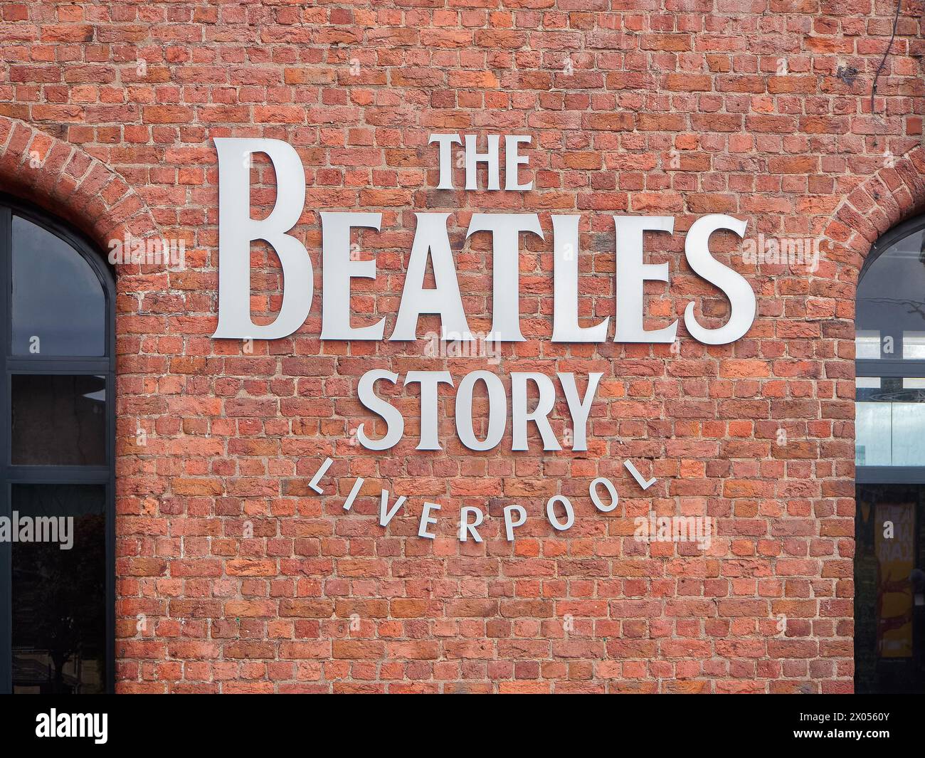 UK, Liverpool, Royal Albert Dock, The Beatles Story Museum Sign Stock ...