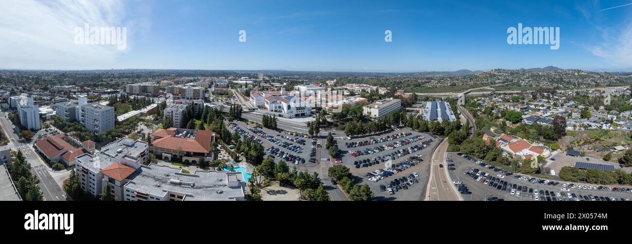 Aerial panorama view of San Diego State University, accredited public ...
