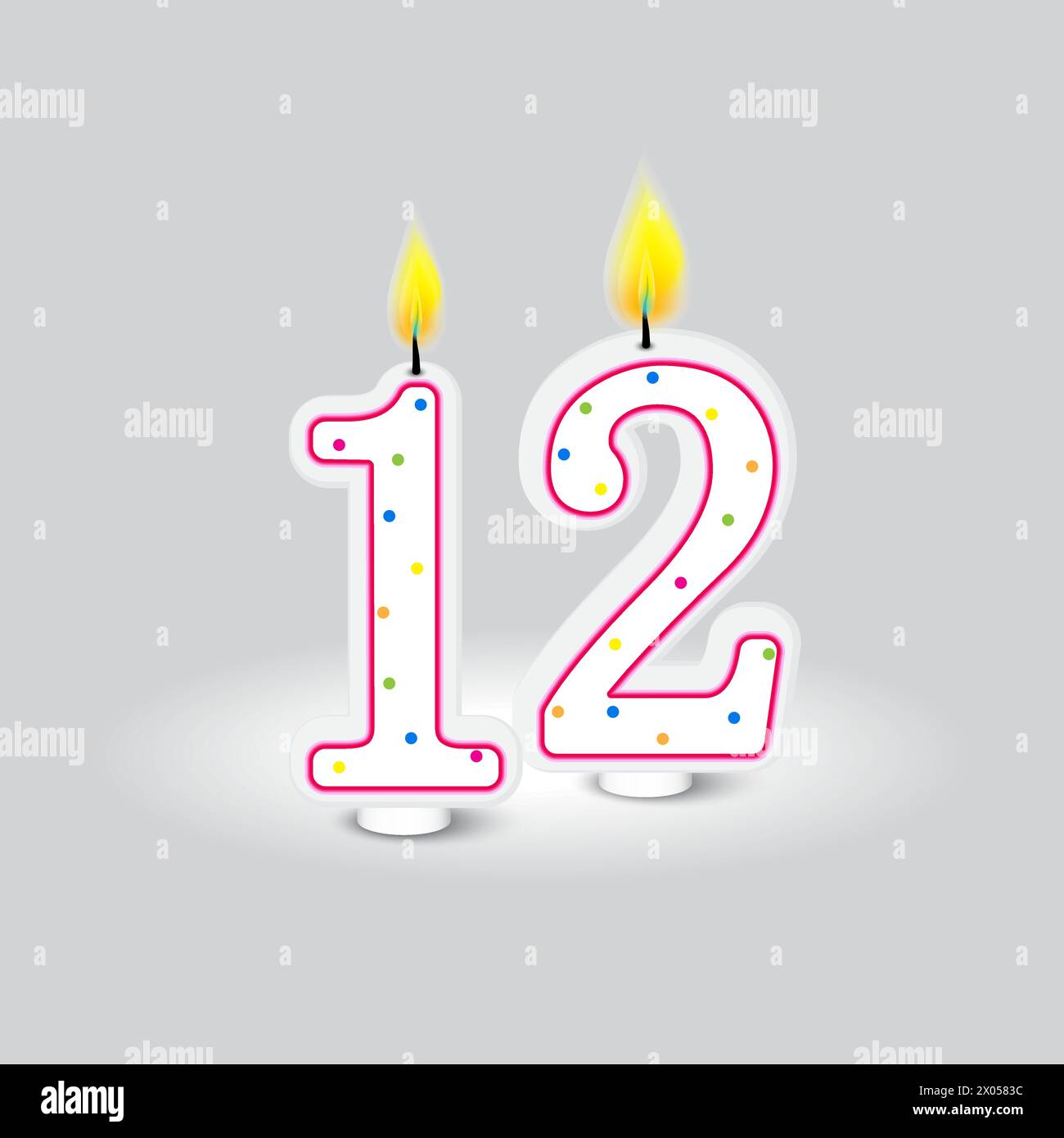 Number twelve birthday candle. Celebration decoration. Anniversary ...