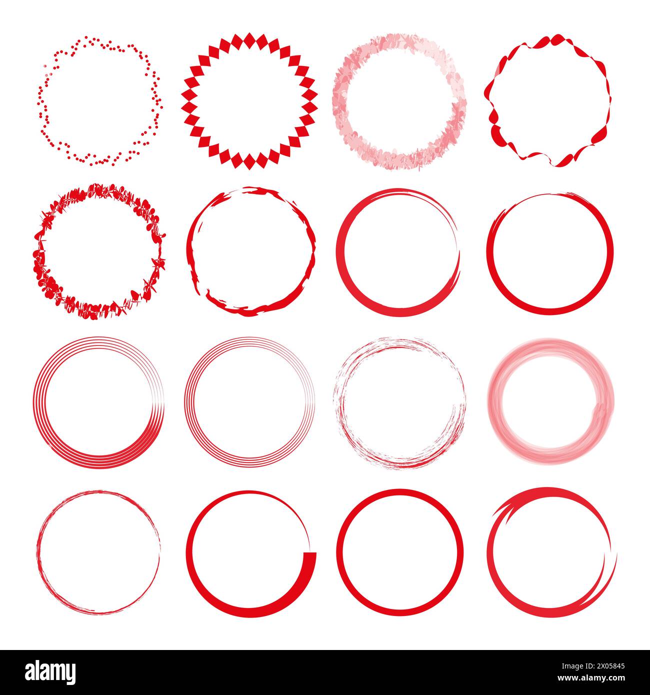 Red circle frames set. Various border designs. Highlighting markers ...