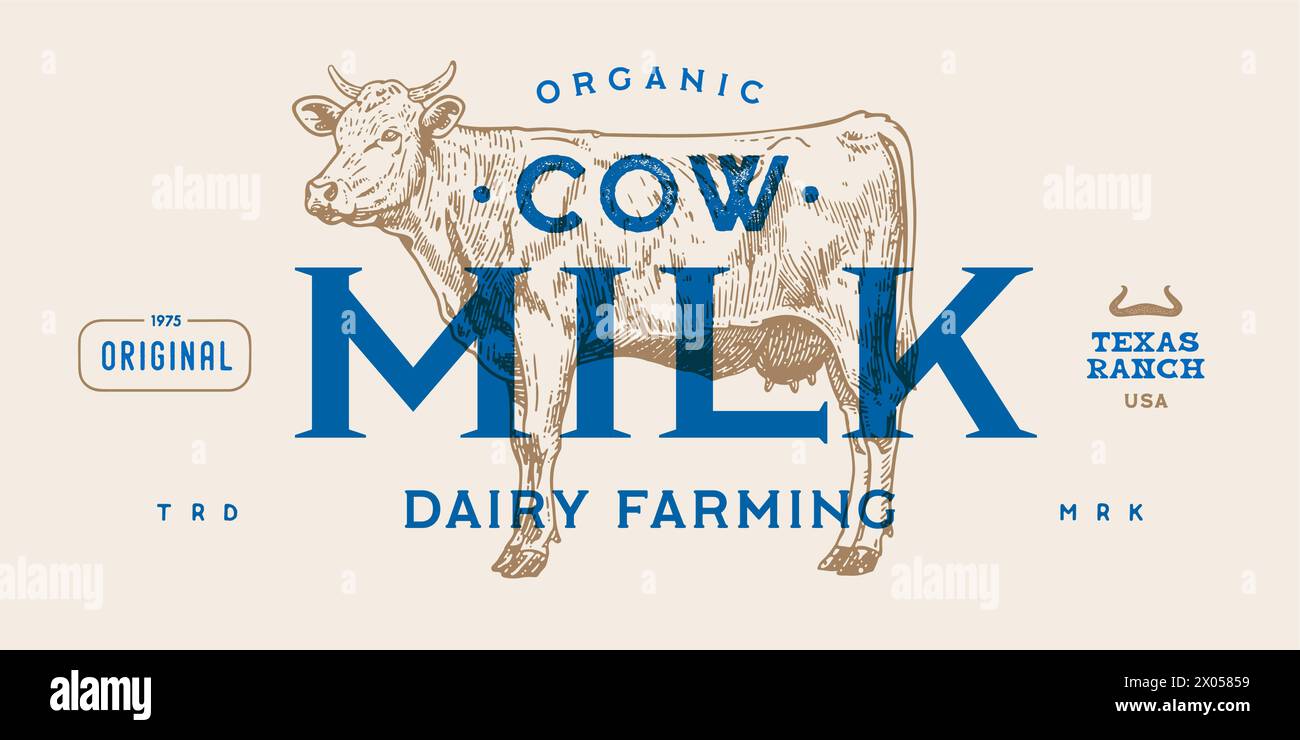 Cow, milk, dairy tag label. Template Stock Vector Image & Art - Alamy