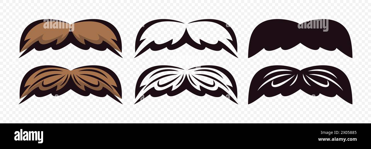 Hipster Mustache. Cartoon Face Party Decoration Set. Classic Mustache ...