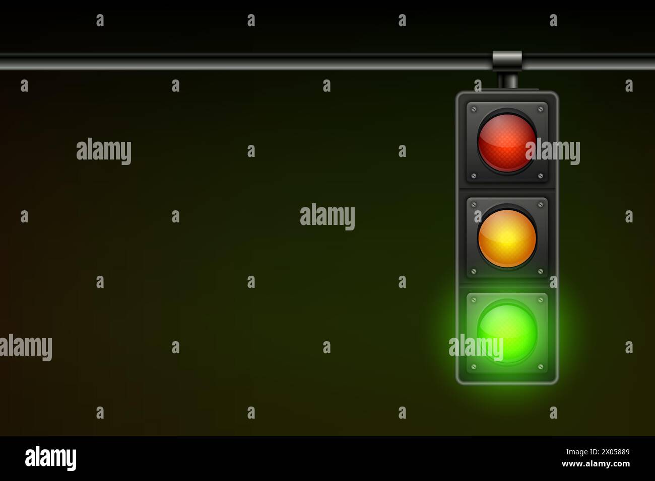 Vector Realistic Hanging Traffic Signal with Green Light. Traffic Light ...