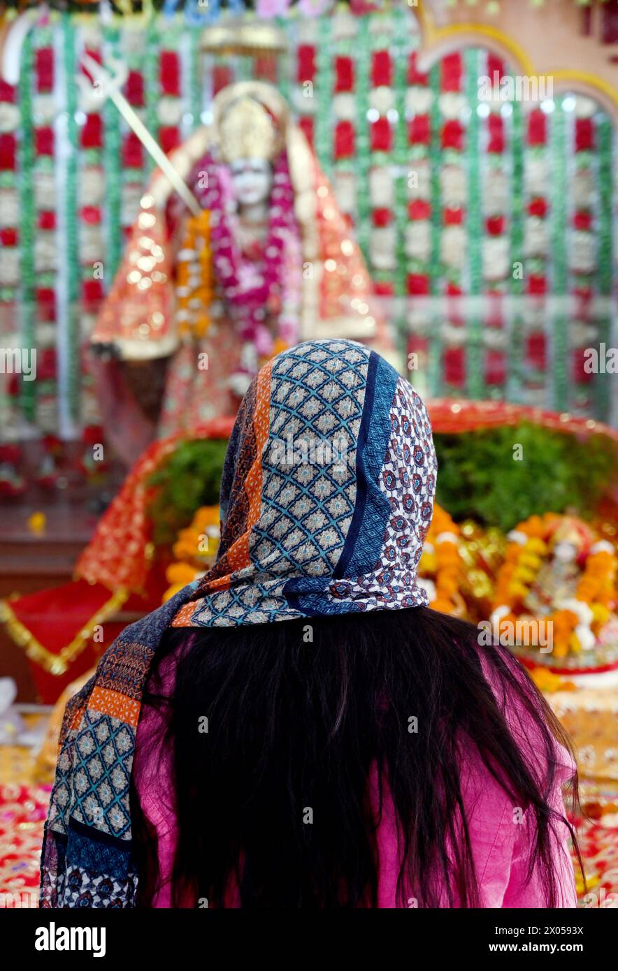 NOIDA, INDIA - APRIL 9: Devotees offer prayers on the first day of ...