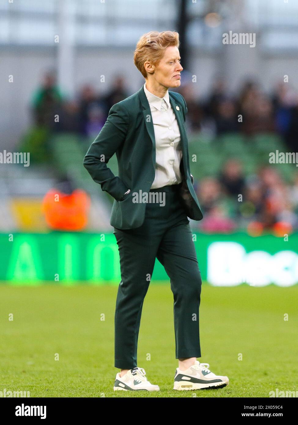 Aviva Stadium, Ireland. 9th Apr, 2024. Vera Pauw Coach for the Ireland ...