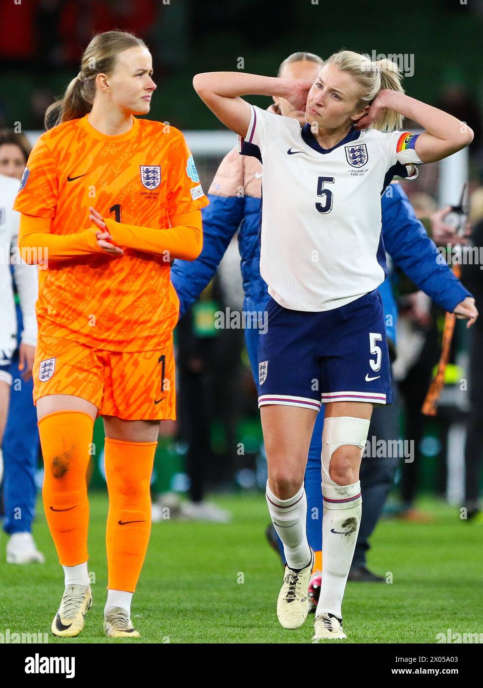 Aviva Stadium, Ireland. 9th Apr, 2024. Leah Williamson (5) defender for ...