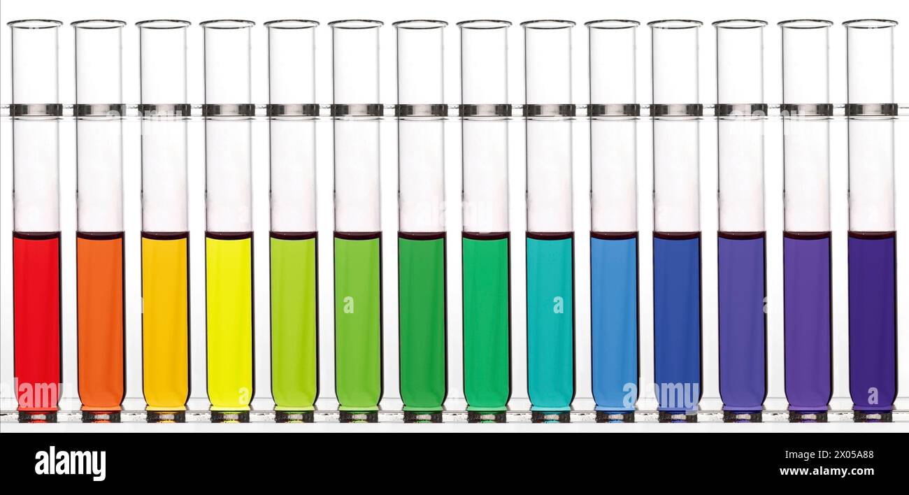 Universal indicator colours in pH 1-14 Stock Photo - Alamy