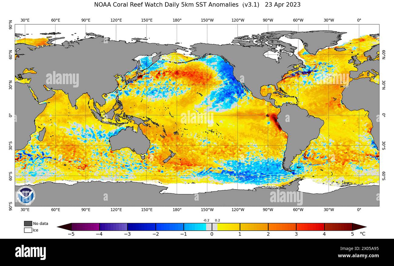 Global coral reef heat stress anomalies 2023 Stock Photo - Alamy