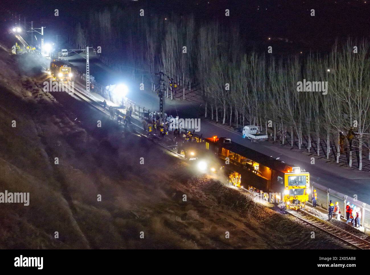 BAOTOU, CHINA - APRIL 9, 2024 - Construction machinery works at the ...